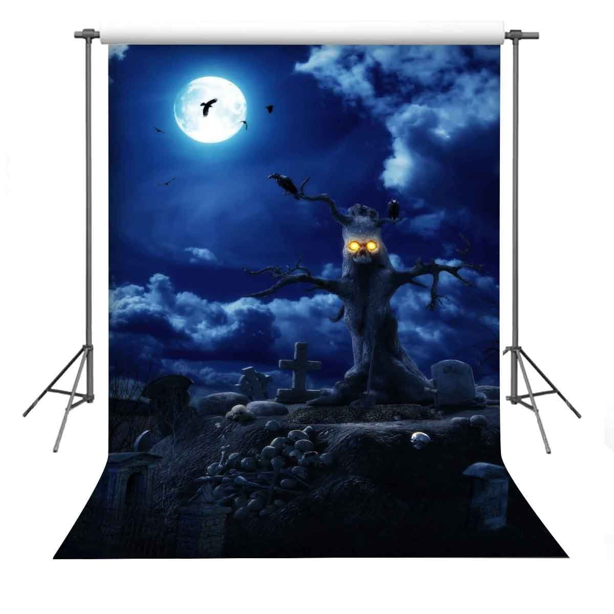 MOHome Halloween Theme Backdrop 5x7ft Demon Tree Under Moon Photography ...