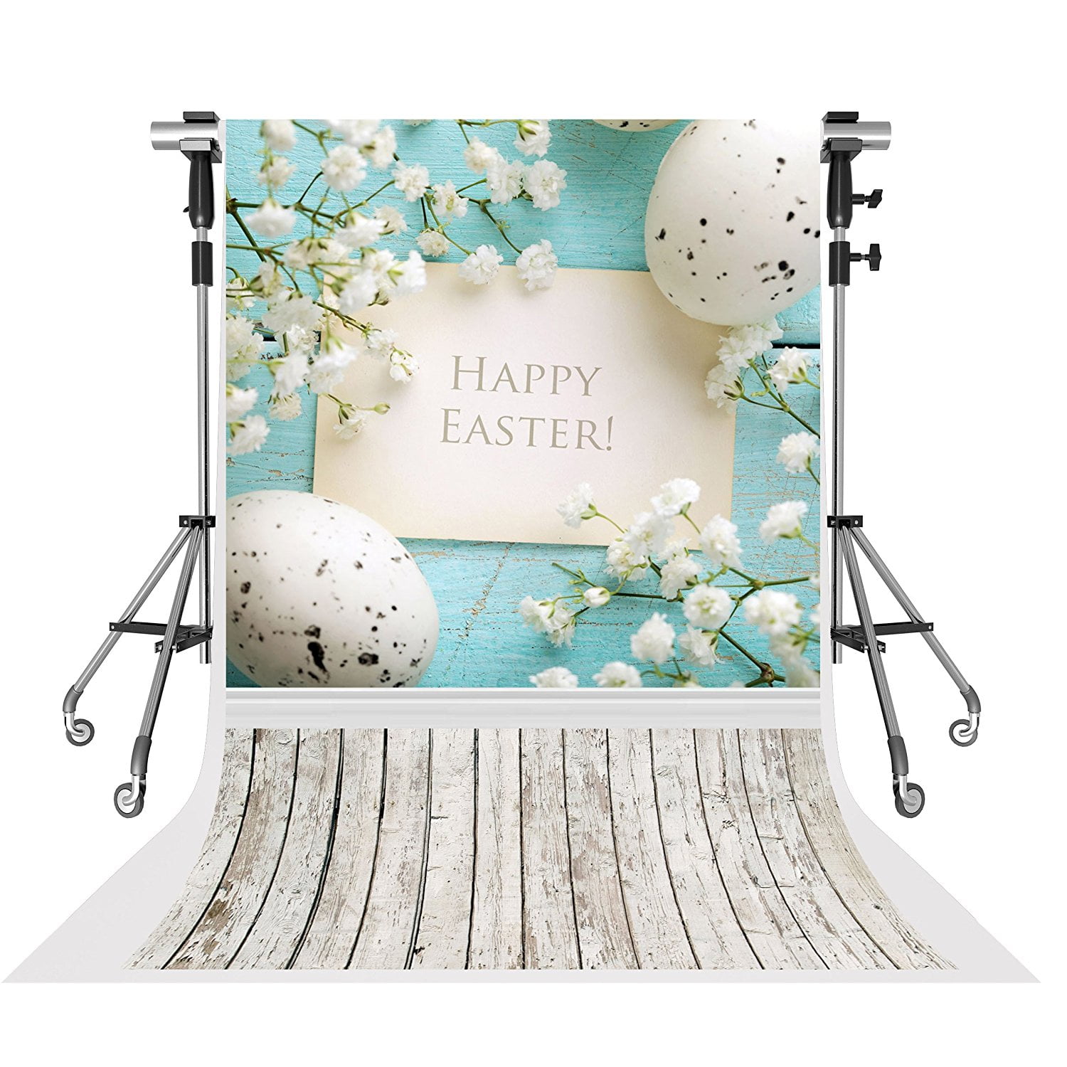 MOHome Happy Easter Photography Backdrops White Flowers Eggs Background ...