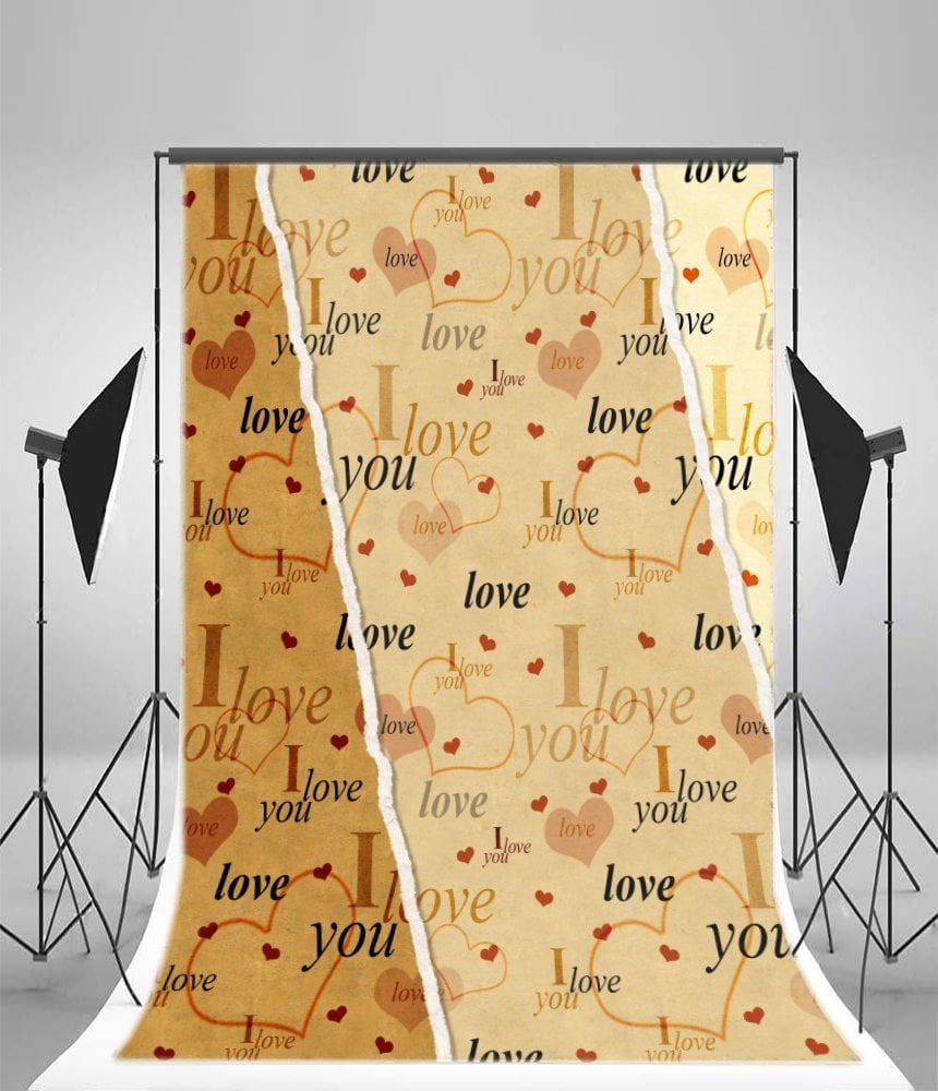 MOHome Love Theme Backdrop 5x7ft Retro Wallpaper Romantic Heart I Love ...