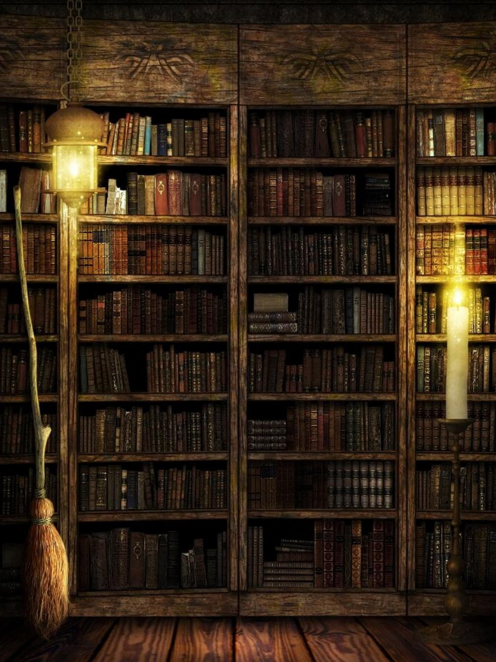 MOHome Magic Retro Bookshelf Photo Backdrop Old Books in Wooden ...