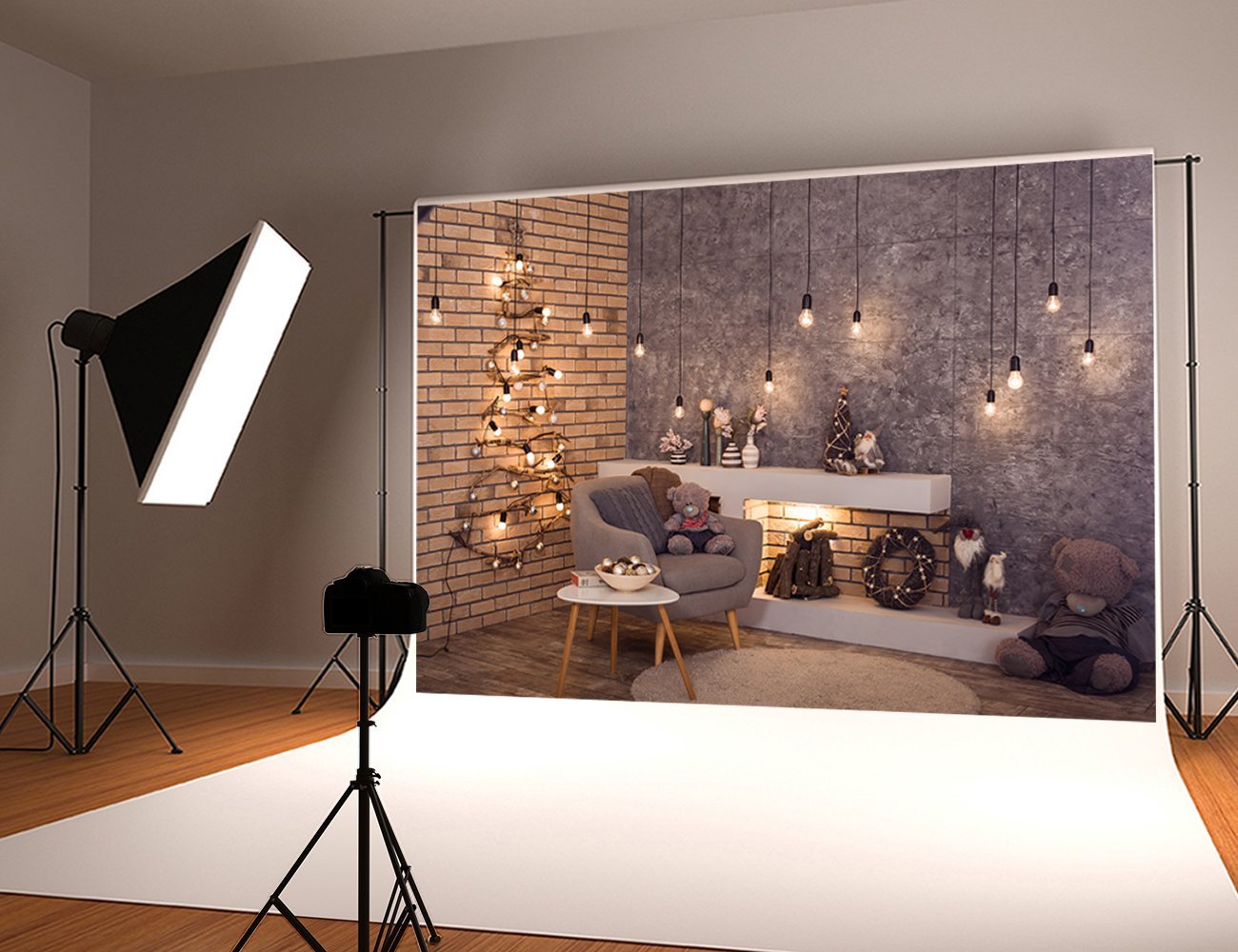 MOHome Modern Room Christmas Photography Backdrop 7x5ft White Brick ...
