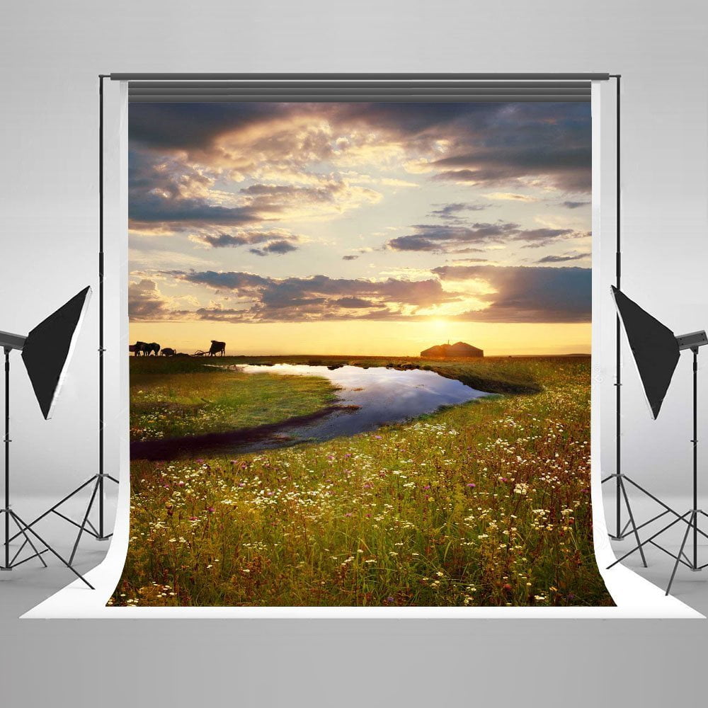MOHome Natural Scenery Open Flower Plains Blue Sky Literary Photo ...