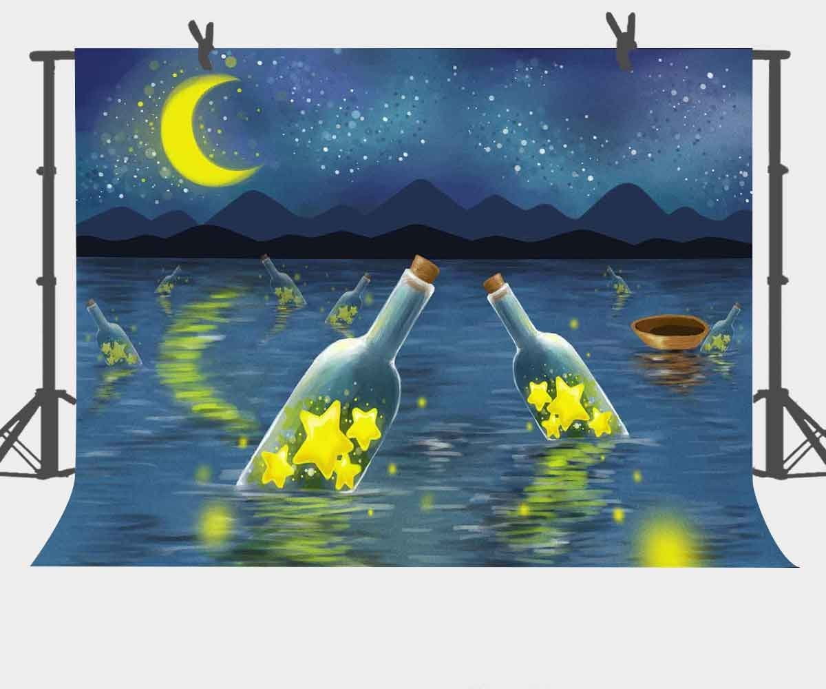 MOHome Oil Painting Background 7x5ft Drifting Bottle and Moon ...