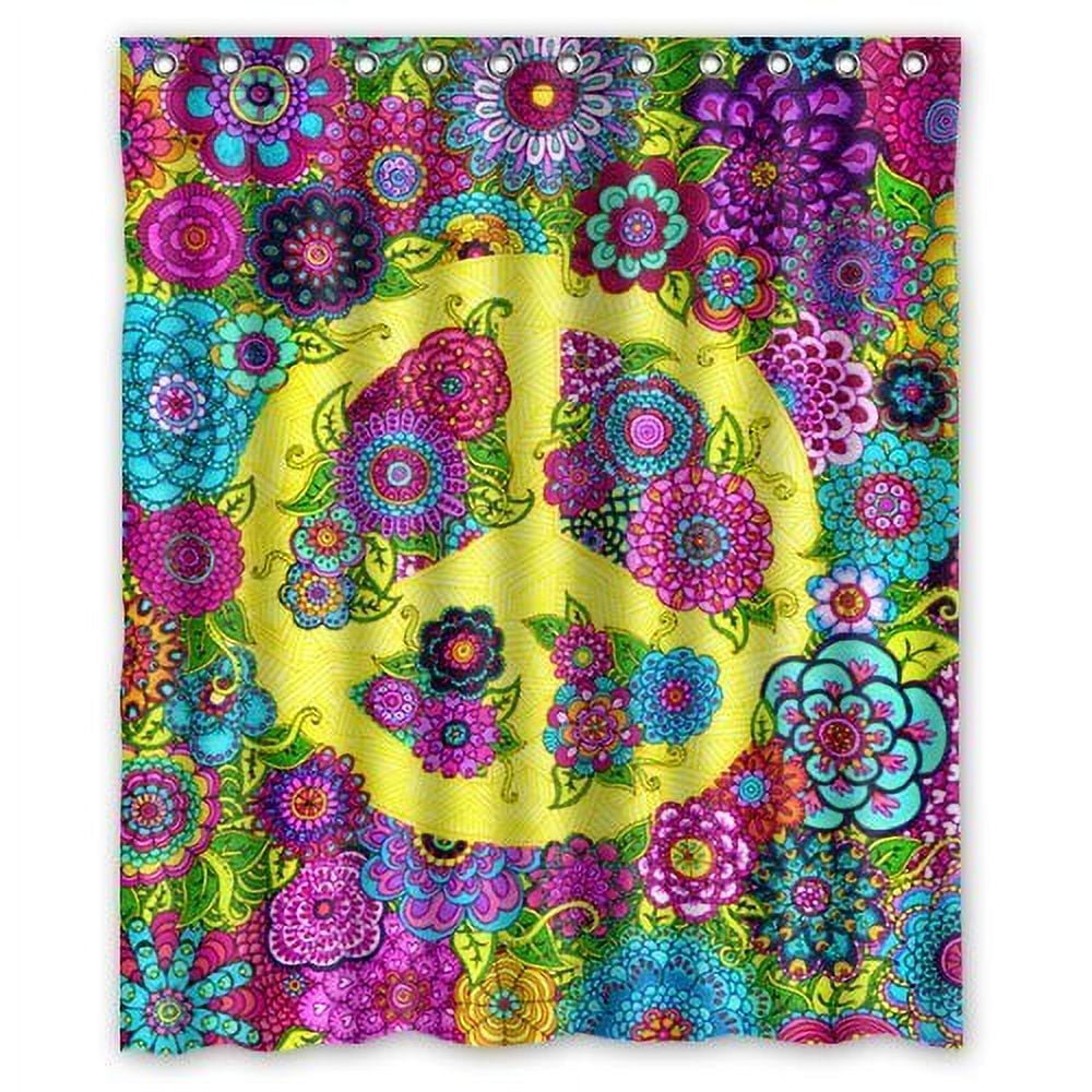 MOHome Peace Sign Shower Curtain Waterproof Polyester Fabric Shower ...
