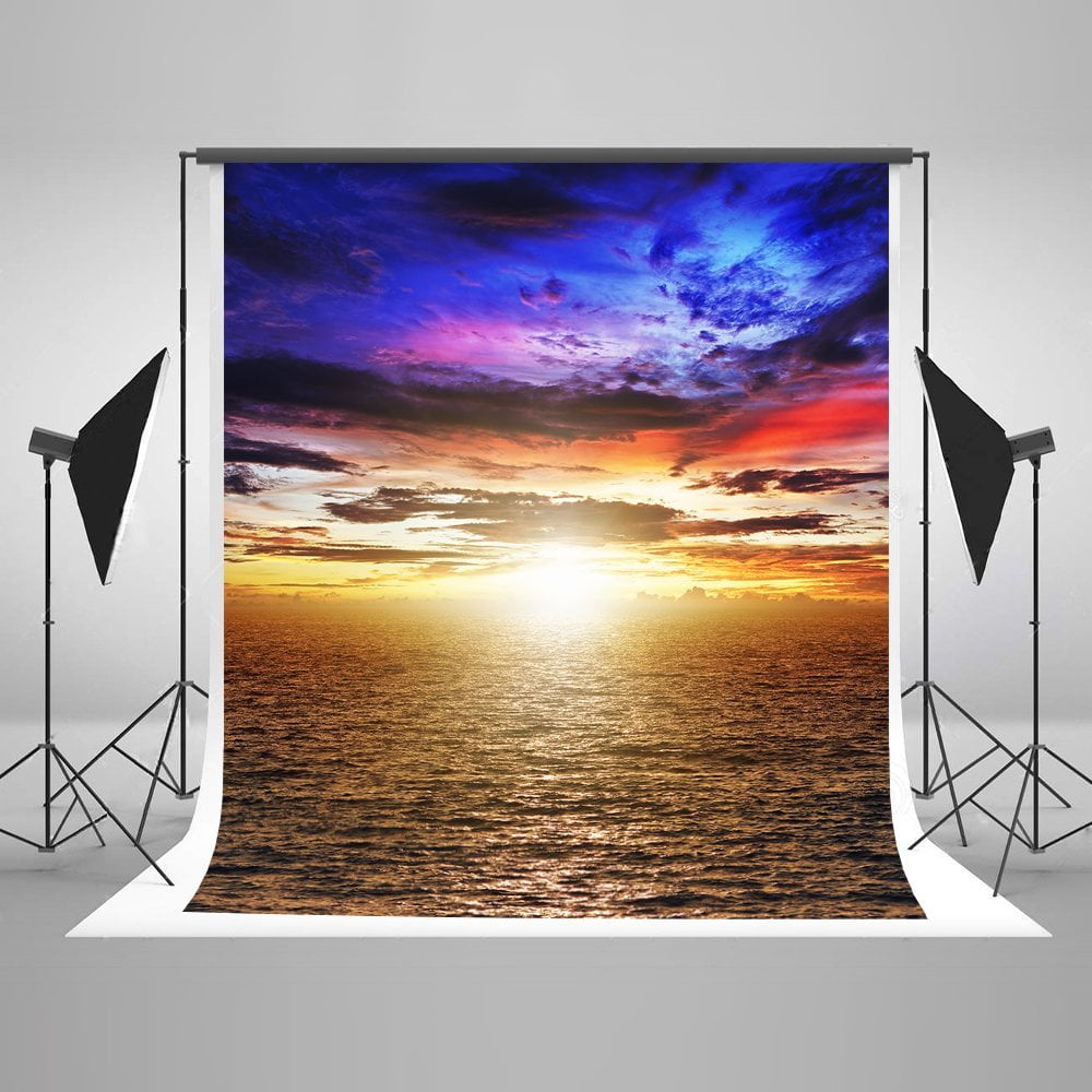 MOHome Photography Backdrop 5x7ft Bright Sunset Large Sea View Wedding ...