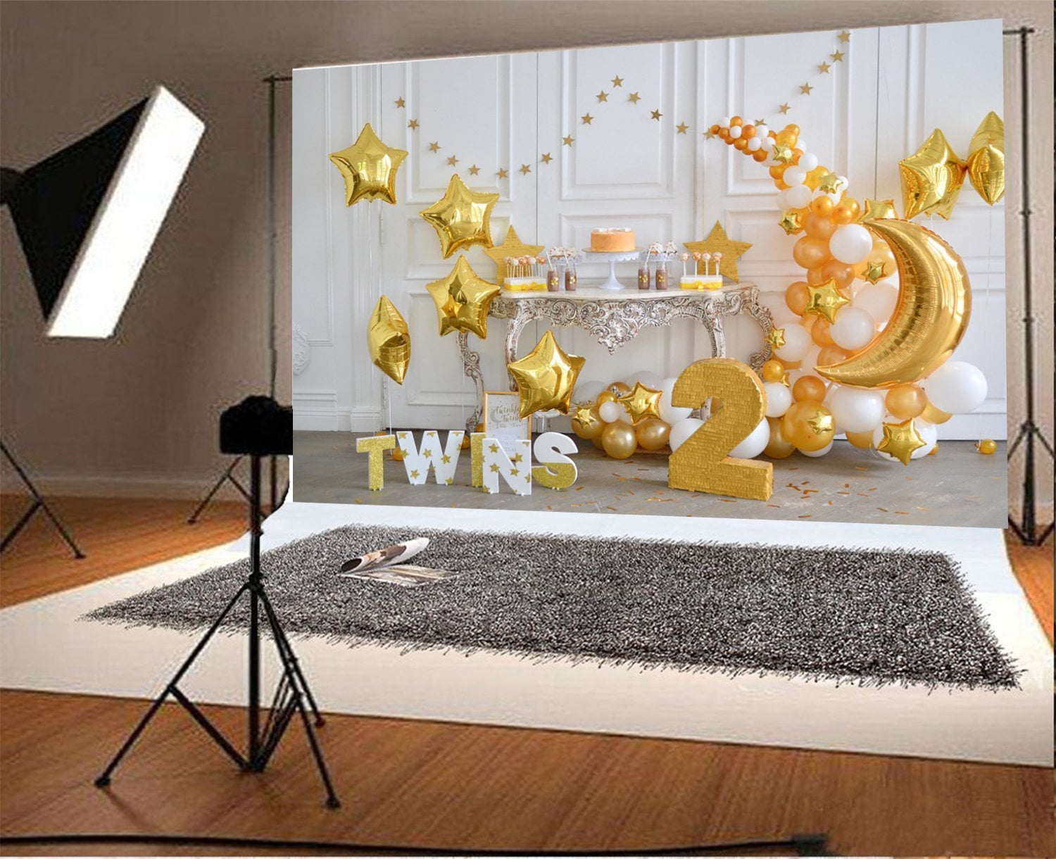 Mohome Photography Twins 2nd Birthday Backdrop 7x5ft Cake Smash
