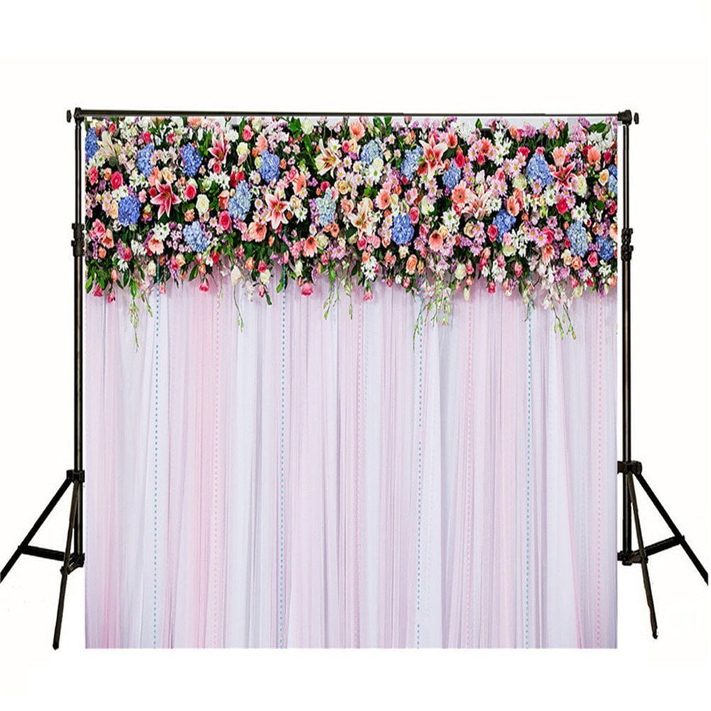 MOHome Pink Curtain Backdrops for Photography Digital 5x7ft Flowers ...