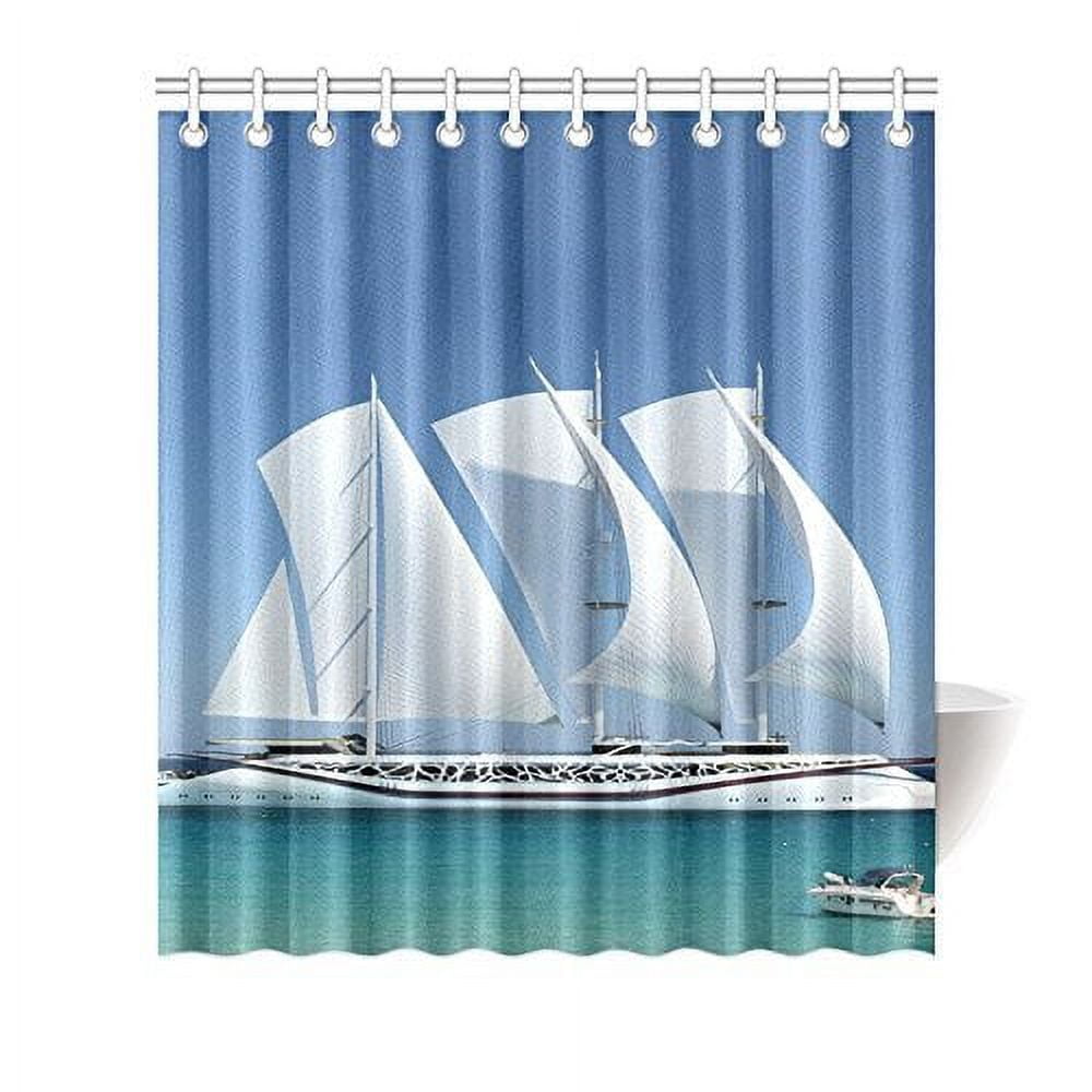 MOHome Sailing Boat Sailboat Shower Curtain Waterproof Polyester Fabric ...