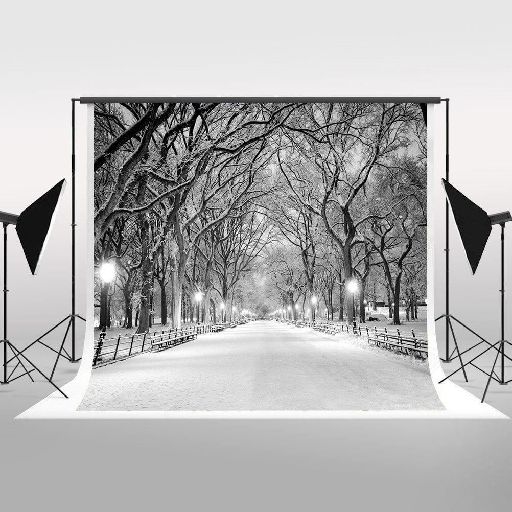 MOHome Snow Photo Backdrop, 7x5ft Winter Road Trees Woods Christmas ...