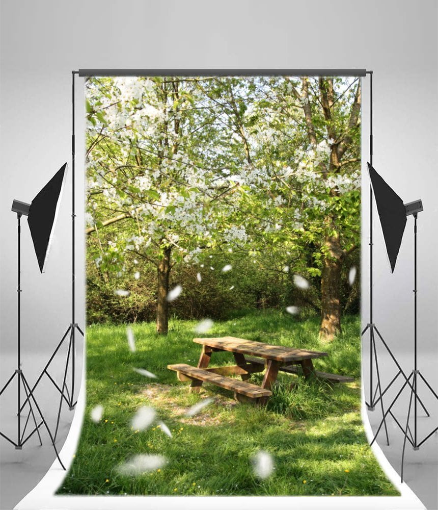 MOHome Spring Backdrop 5x7ft Flowers Blossoms Grass Land Fields Hiking ...