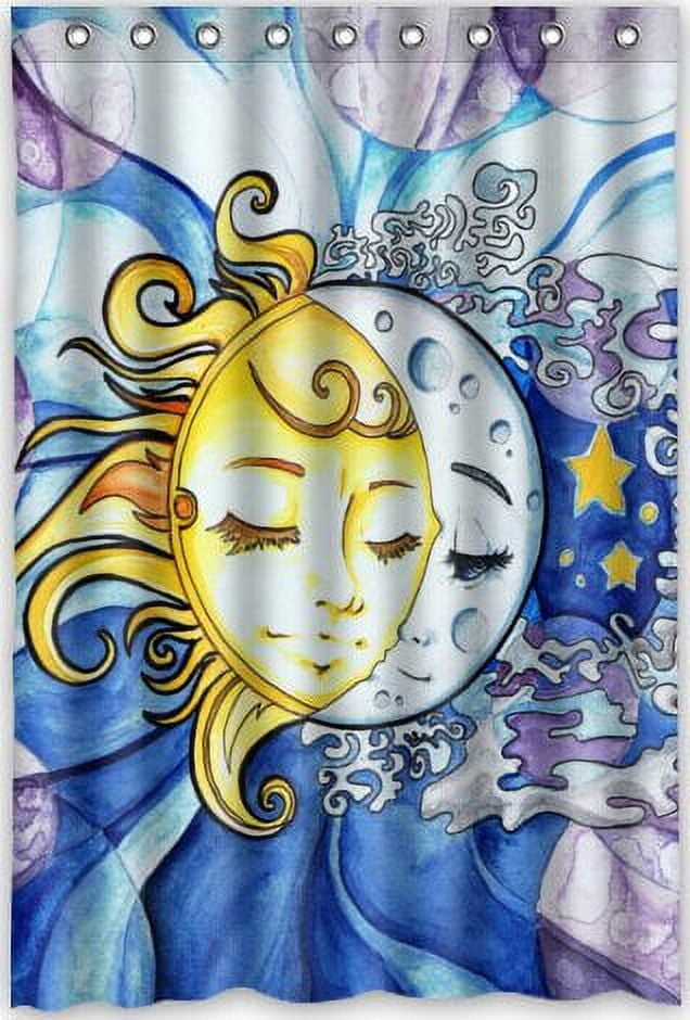 Mohome Sun And Moon Shower Curtain Waterproof Polyester Fabric Shower