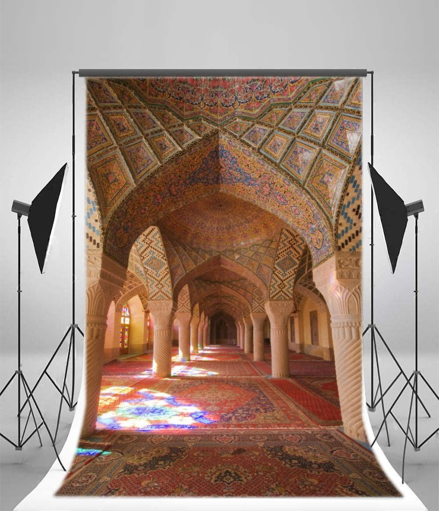 MOHome Temple Buildings Backdrop 5x7ft Pillars Floral Designs Ground ...