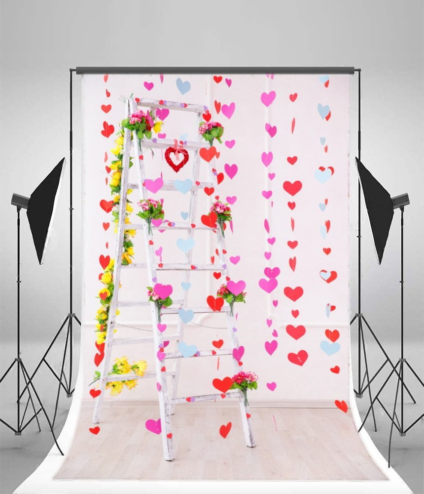 MOHome Valentine's Day Backdrop 5x7ft Heart-shaped Decorations Flowers ...