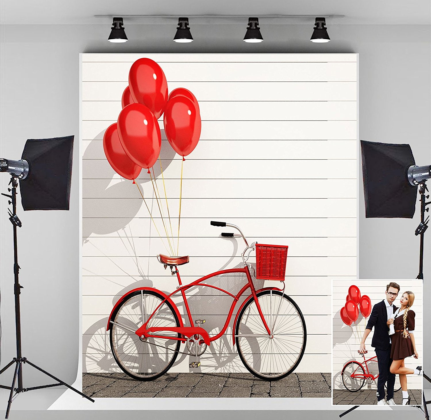 MOHome Valentine's Day Backgrounds White Wood Wall Red Bike Red ...