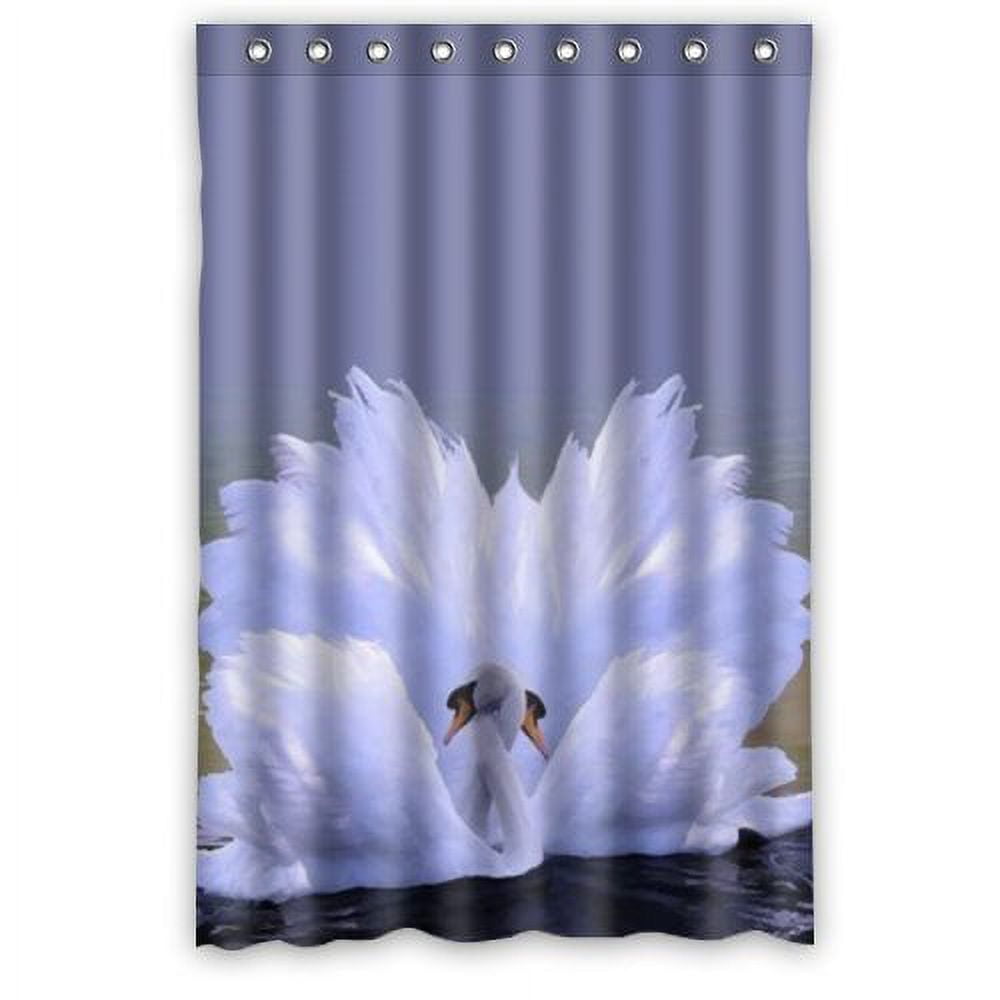 MOHome White Swan Shower Curtain Waterproof Polyester Fabric Shower ...