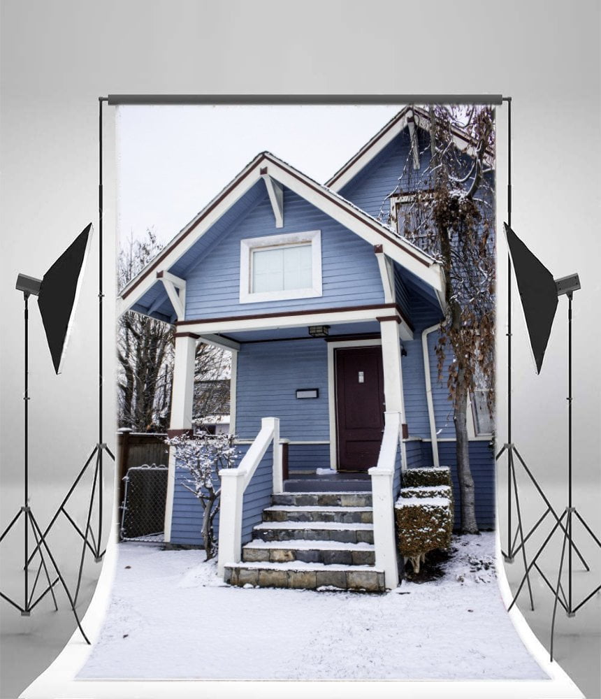 MOHome Winter House Backdrop 5x7ft Photography Backdrop Trees Stairway ...