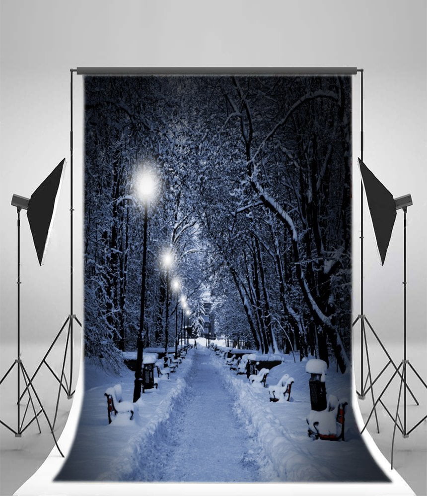 MOHome Winter Snowscape Backdrop 5x7ft Photography Backdrop Night View ...