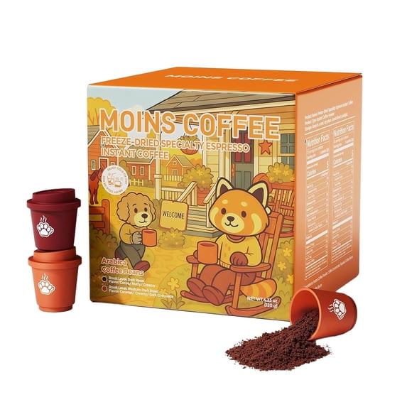 MOINS Instant Espresso Coffee Pods - Freeze-Dried Cold Brew, Arabica ...
