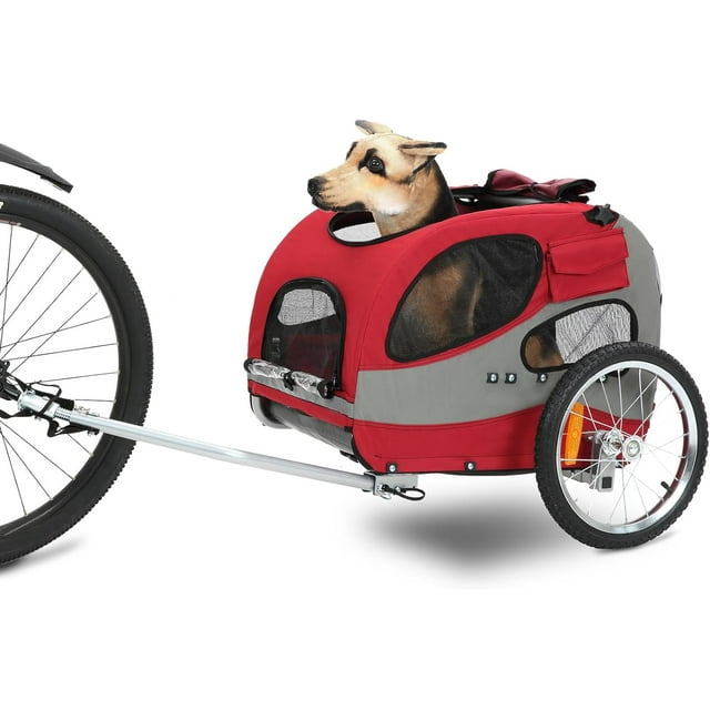 MOJAY Dog Bike Trailer,Dog Cart for Bicycle, Suitable for Small and Medium Pets, 66LBS-Red ...