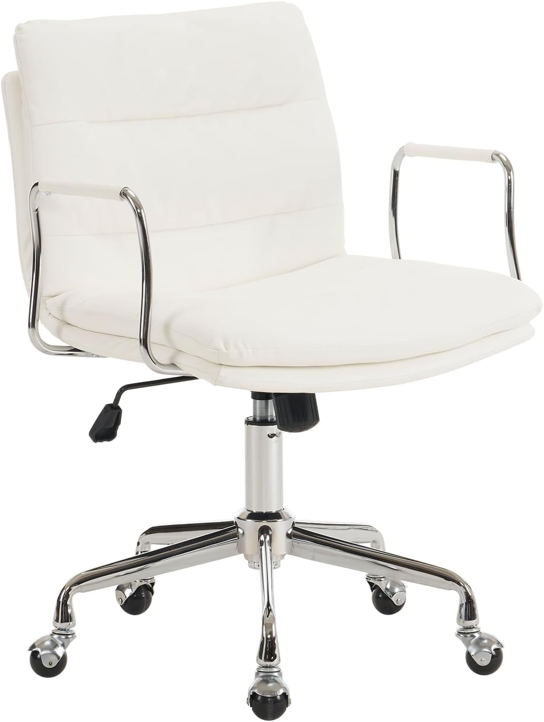 MOJAY Home Office Leather Chair,Aesthetic Desk Chair with Wheels,Modern ...