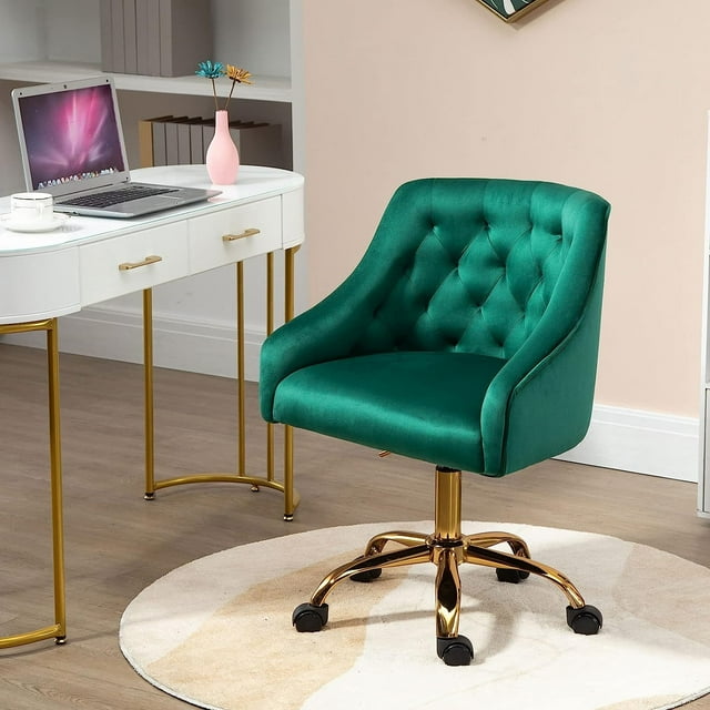 MOJAY Velvet Office Chair, Modern Style with Swivel Function ...