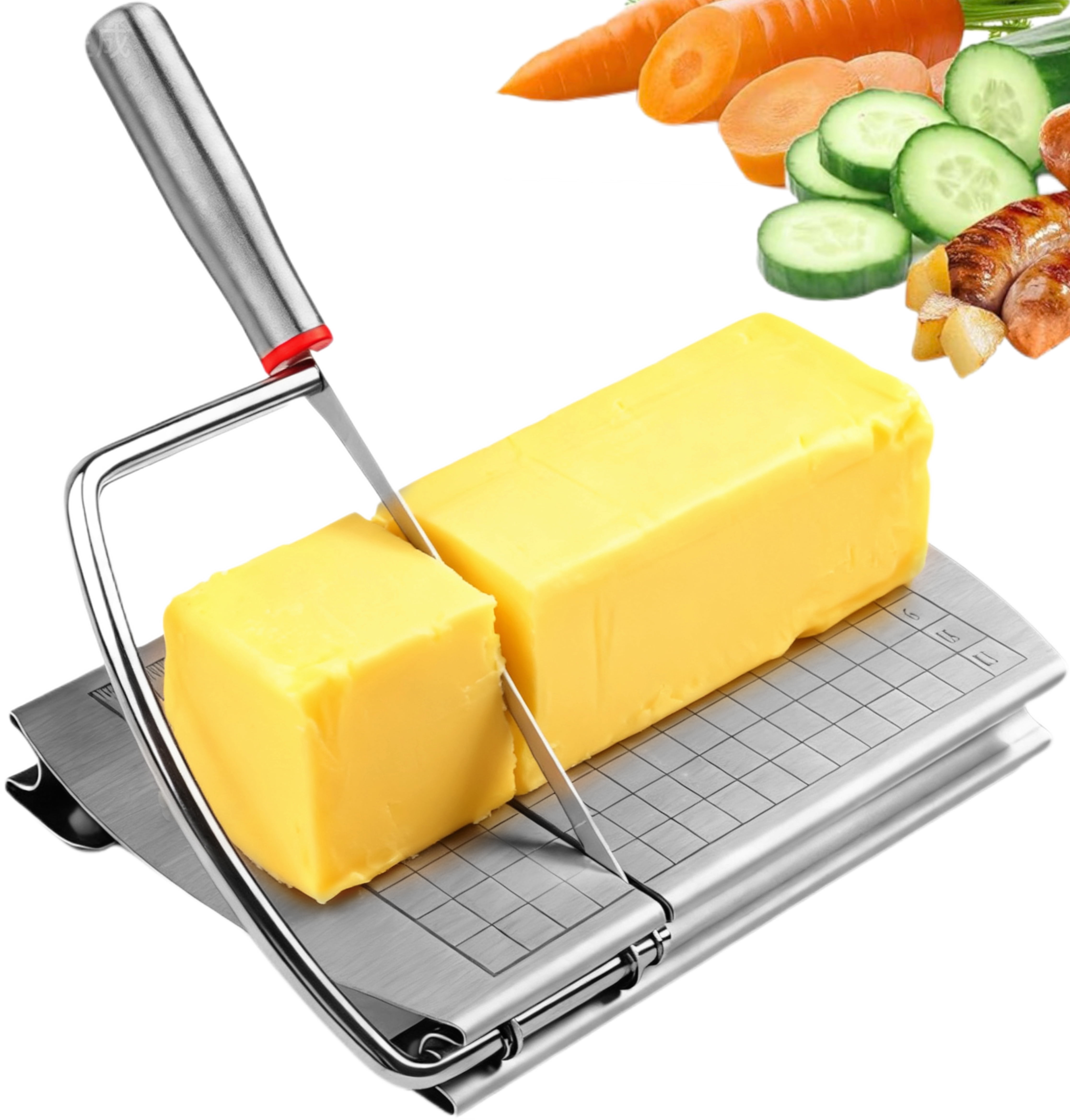 MOJINO Stainless Steel Cheese Slicer with Board - 8” x 5” Cheese ...