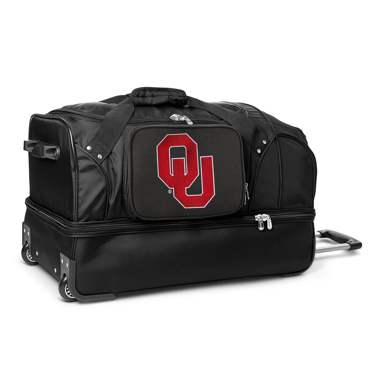 MOJO Oklahoma Sooners Black 27'' 2-Wheel Drop Bottom Rolling Duffel Bag ...