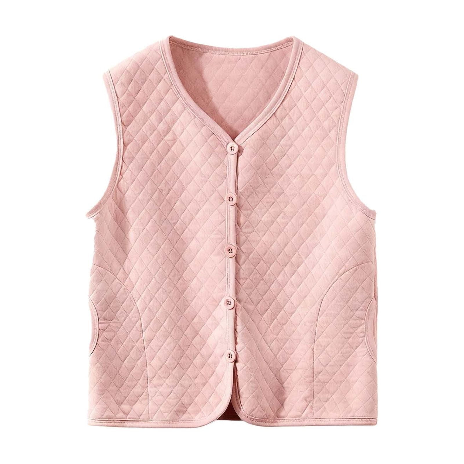 MOJOGO Quilted Vest for Women Button Down Padded Tank Top Thermal Layer ...