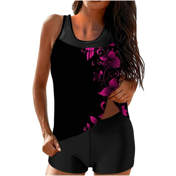 MOJOGO Tankini Swimsuits for Women Floral Breathable tank Tops Shorts ...