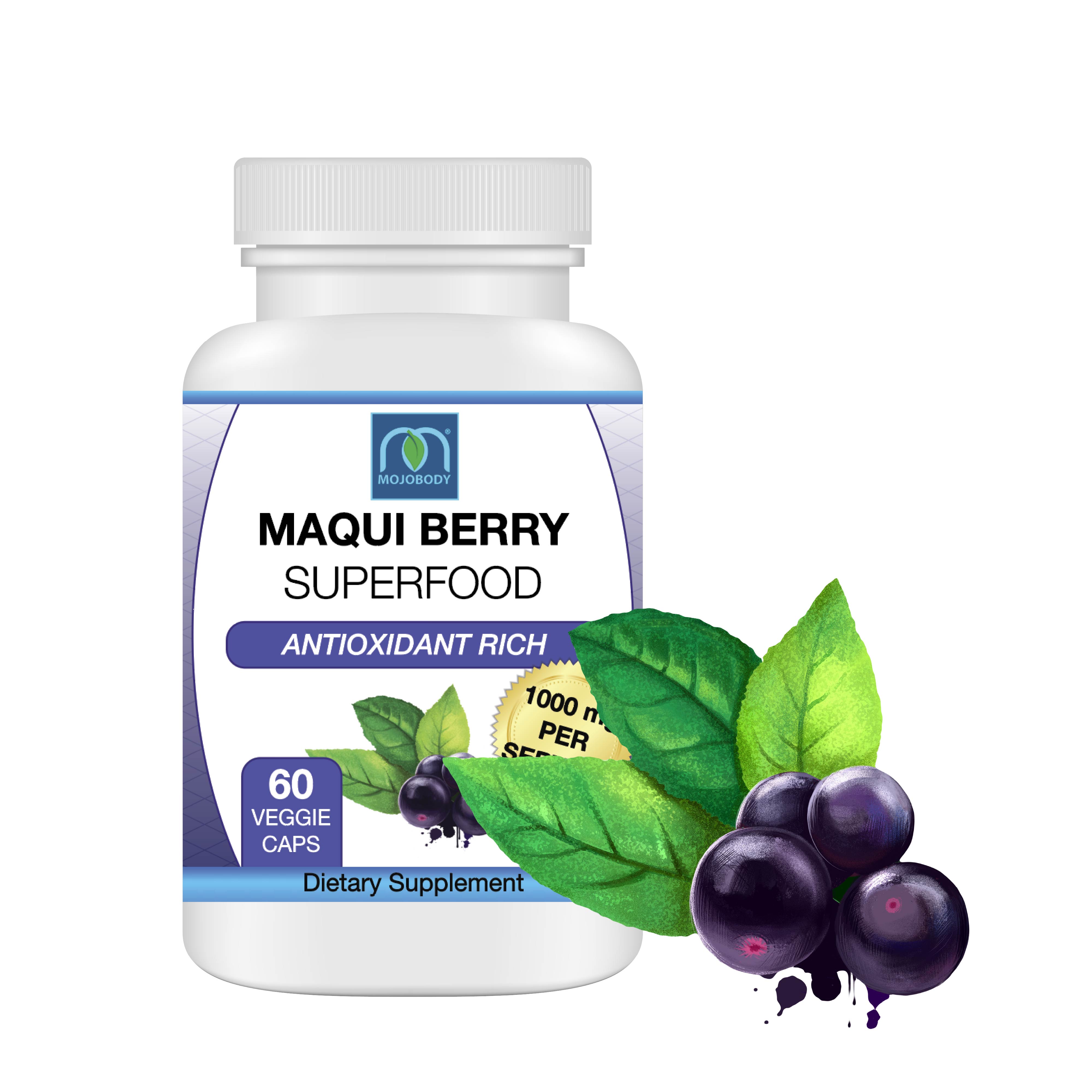 MOJObody Maqui Berry Capsules, 1000mg Antioxidant Supplement, 60 Veggie ...