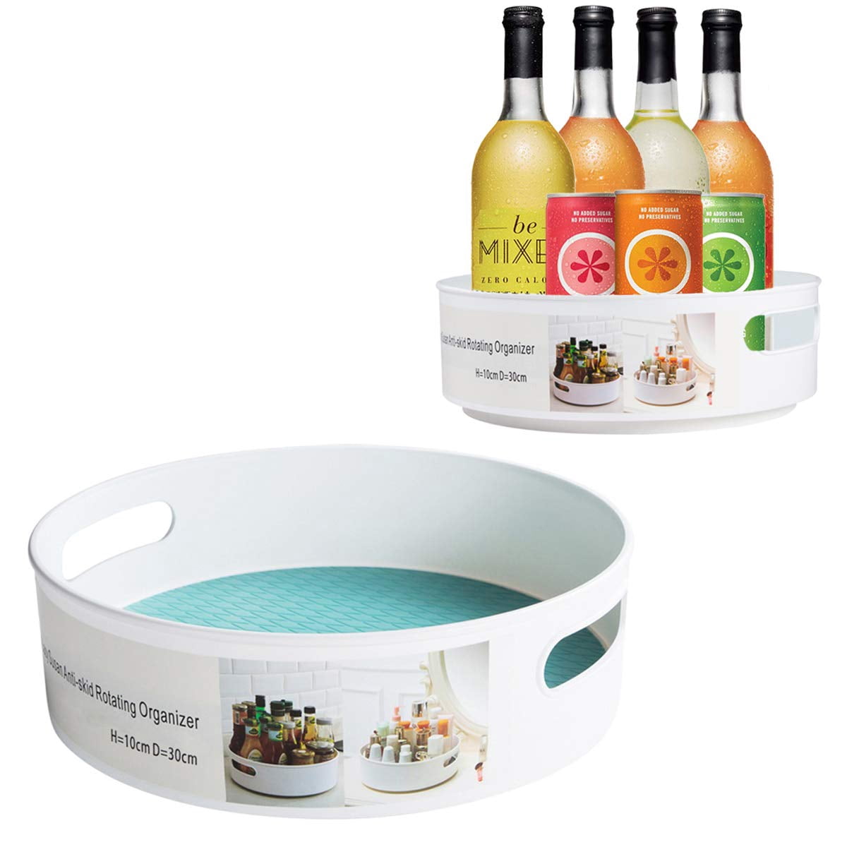 MOKARO 2 Pack Plastic Lazy Susan Turntable with 2 Handle ...