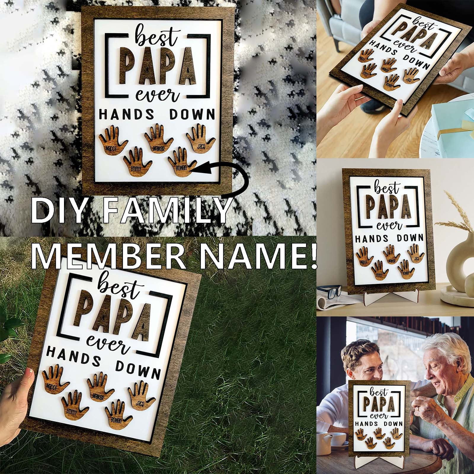 MOKINGTOP DIY Family Member Name Photo Frames For Father's Day Father's ...