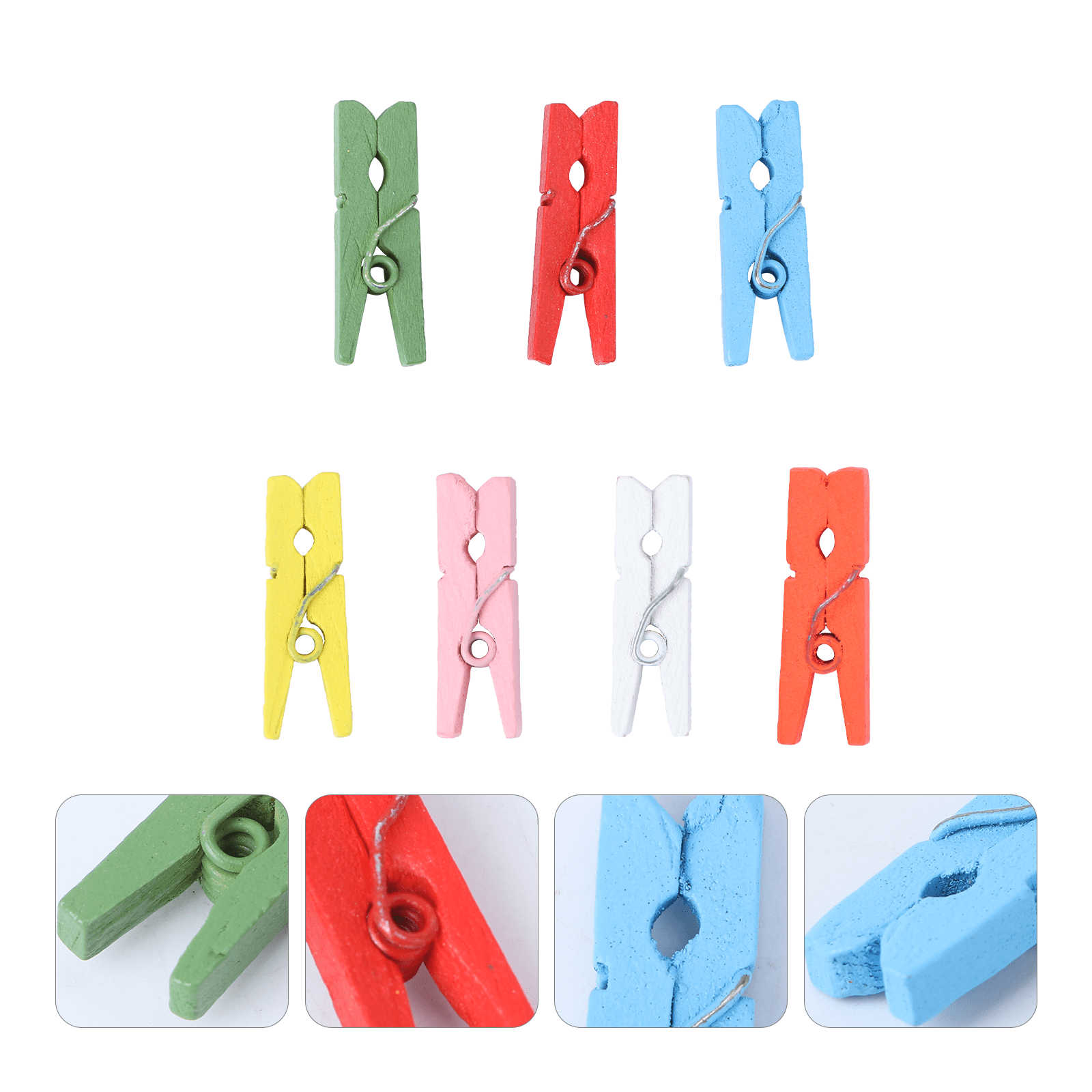 MOKKHNB 100Pcs Wooden Colorful Paper Clips Mini Design For Clipping ...
