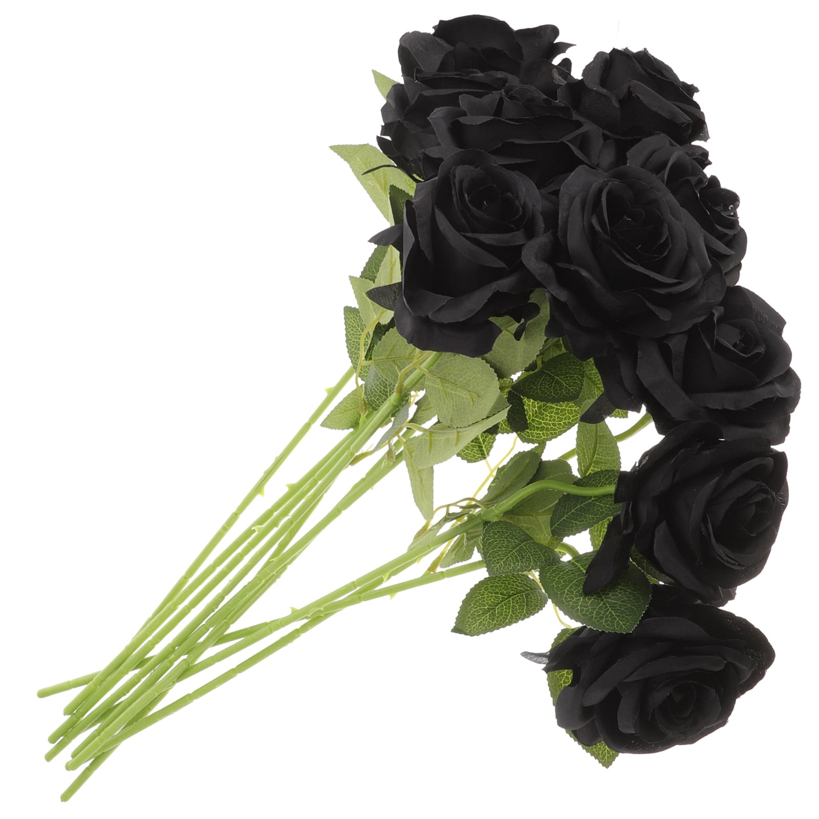 MOKKHNB 10Pcs Gothic Style Artificial Roses Black Plastic Faux Flowers ...