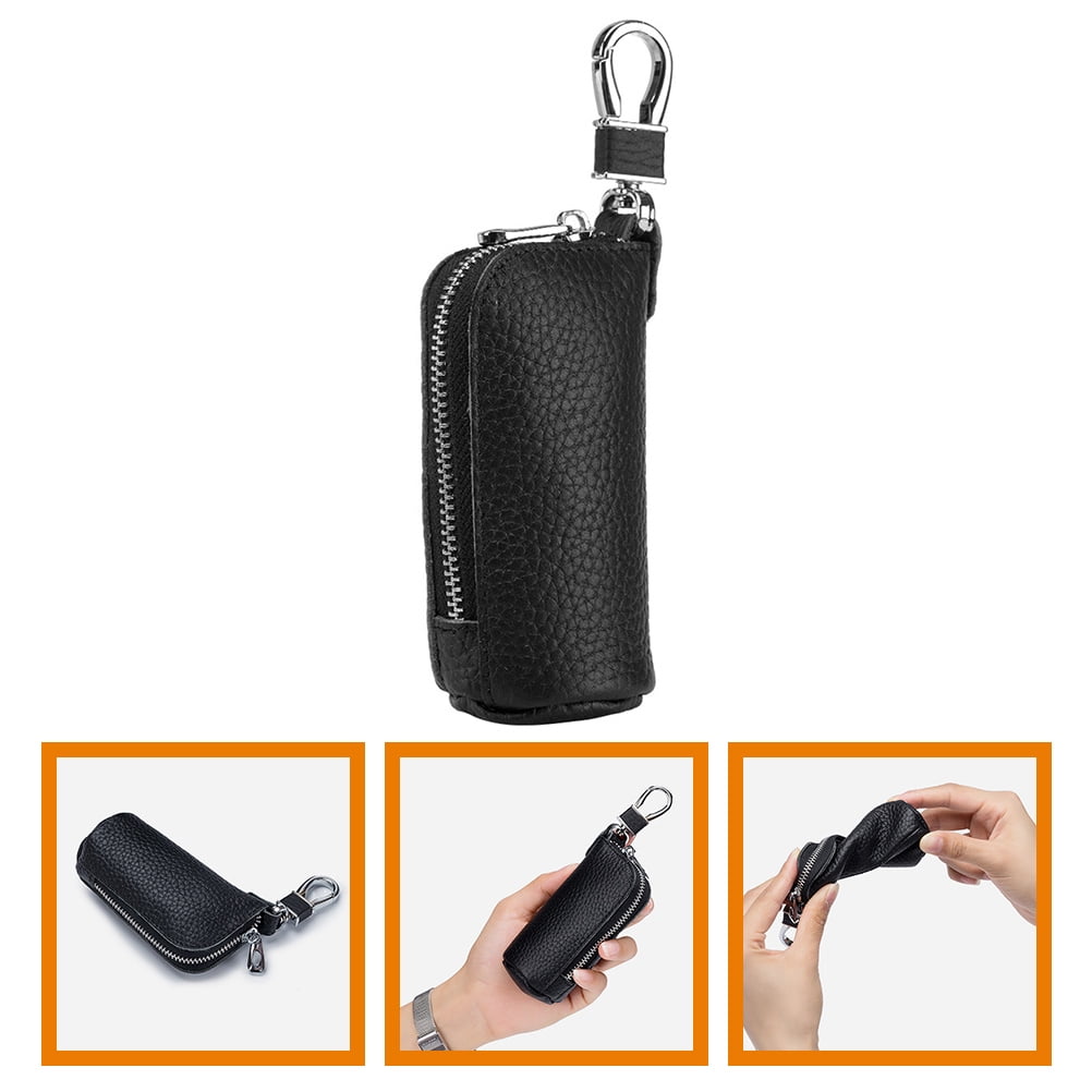MOKKHNB 1Pack Key Fob Holder Durable Design Black Leather Material for ...