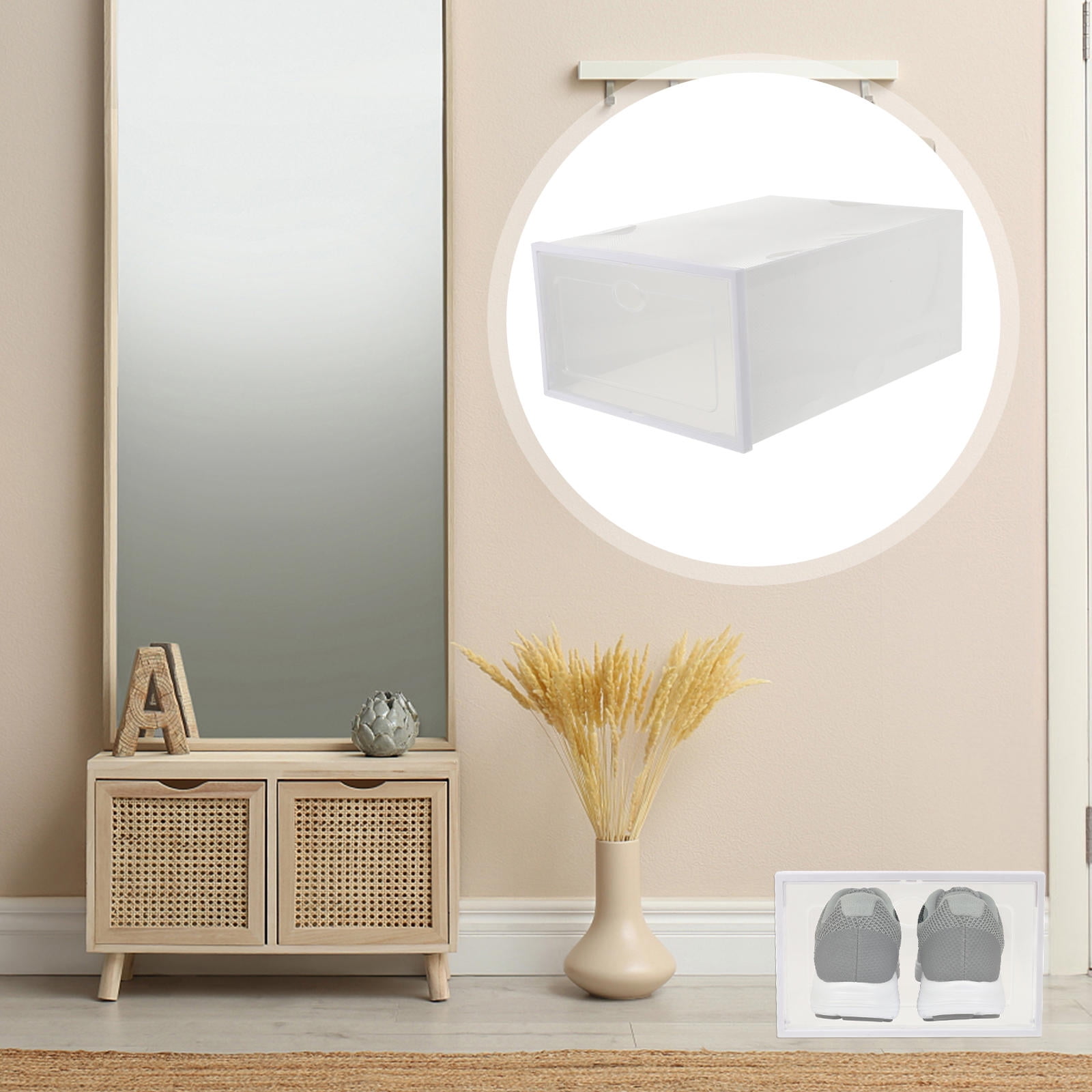 MOKKHNB 1Pack Rectangular Plastic PP Shoe Container for Home ...