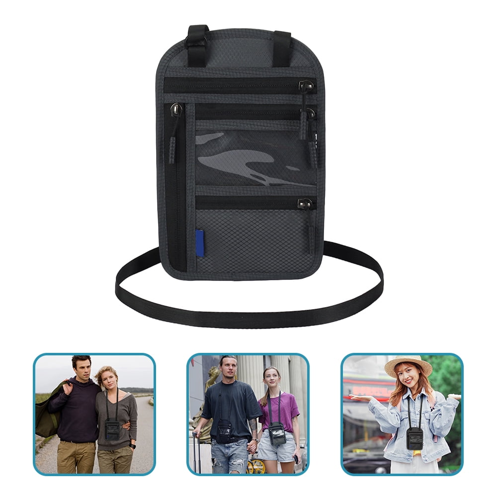 MOKKHNB 1Pack Travel Neck Wallet Men Minimalist Rectangular Nylon Dark ...