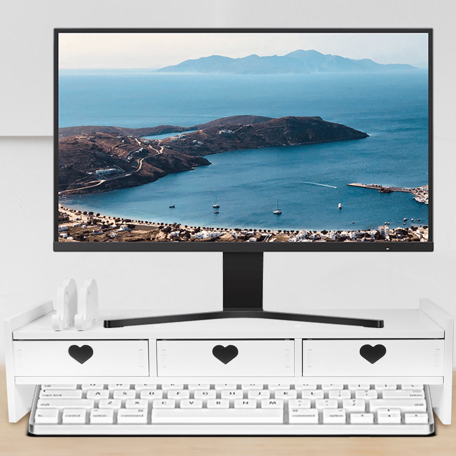 MOKKHNB Monitor Heightening Base Bracket Computer Riser White PVC 1Set ...
