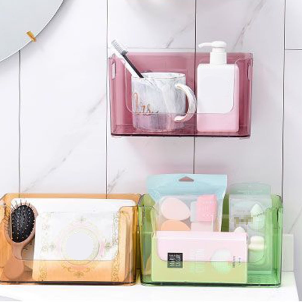 MOKKHNB 1Set Bathroom Wall Organizer Rectangular Green Plastic No Drill ...