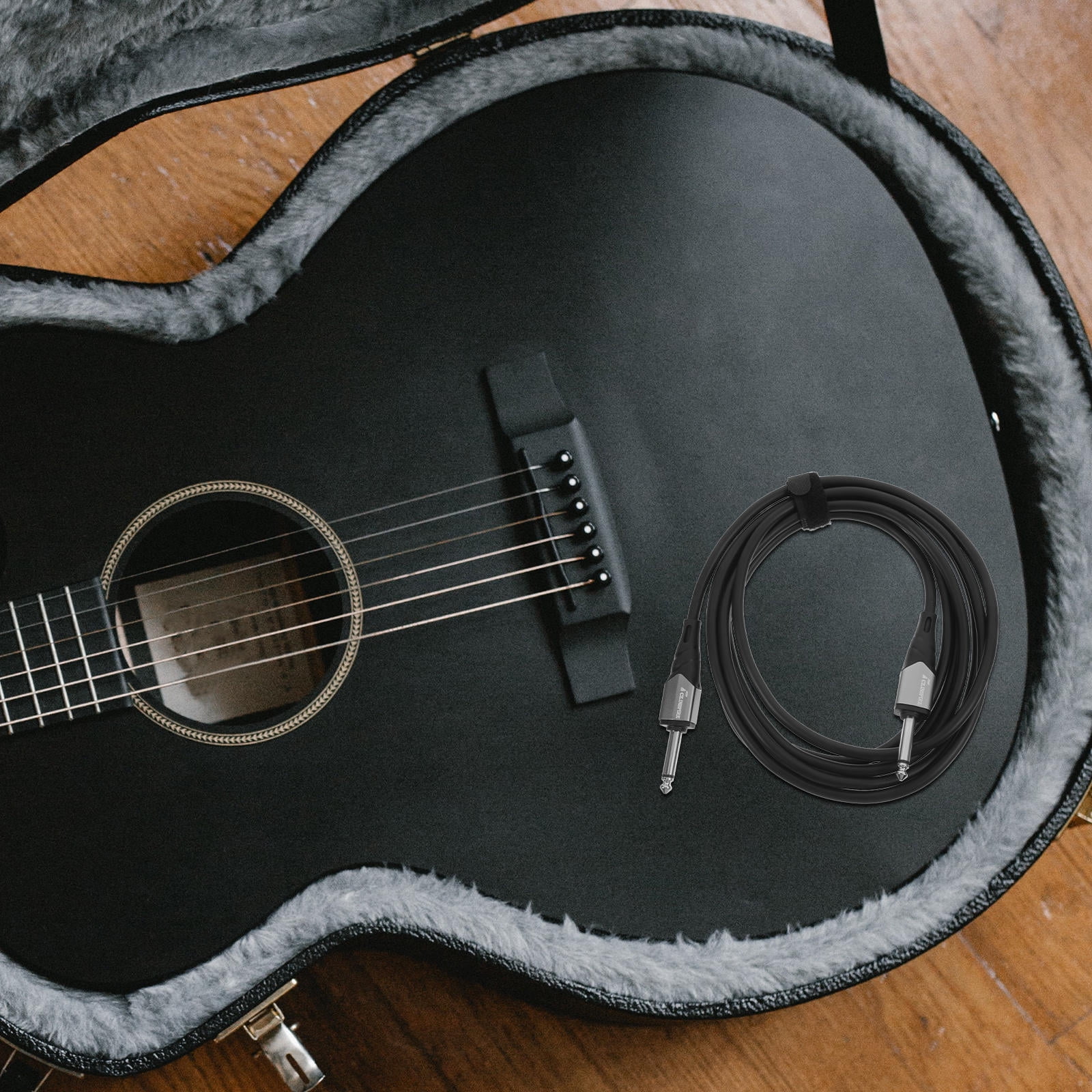 MOKKHNB 1Set Black Guitar Patch Cables for Electric Acoustic ...