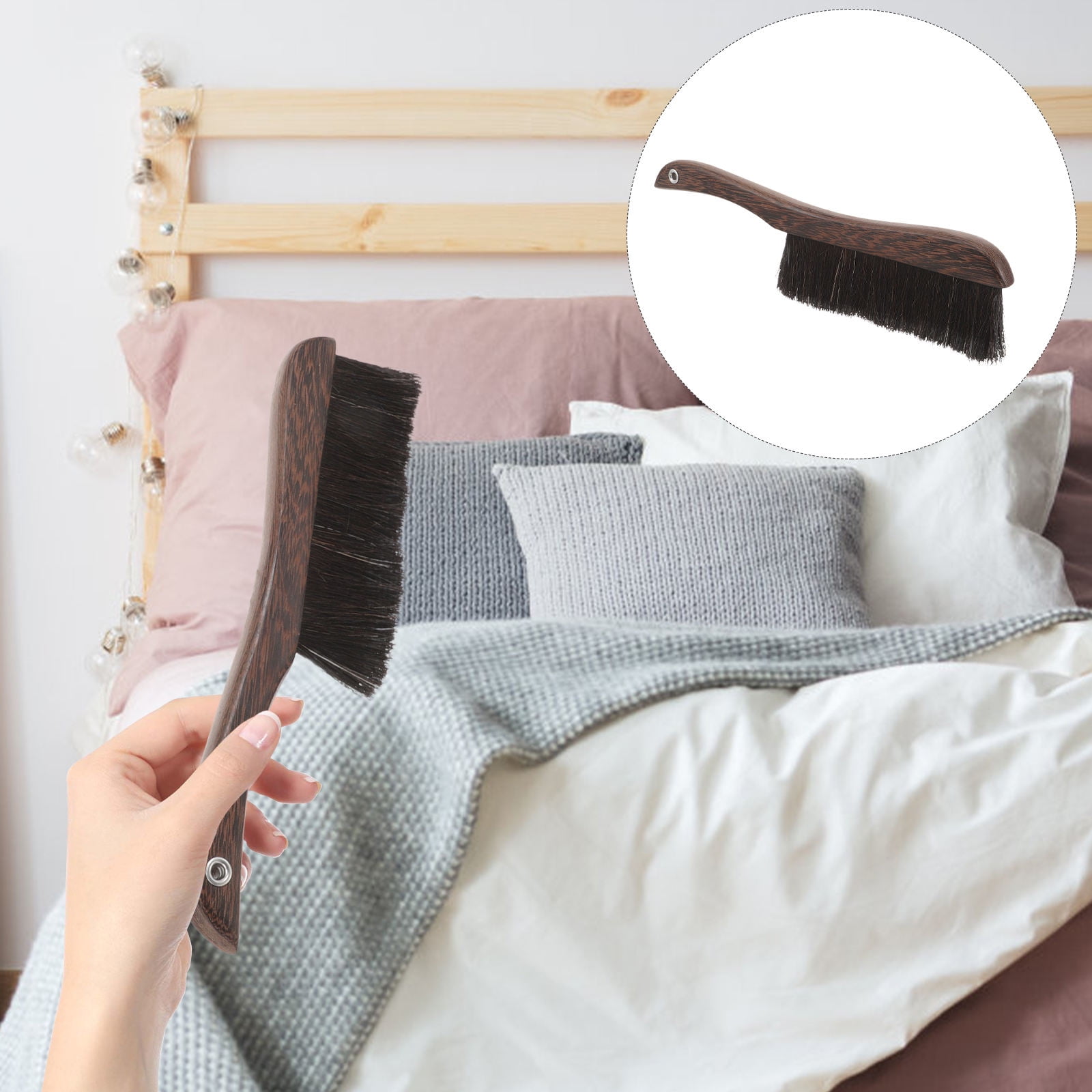 MOKKHNB 1Set Handheld Small Broom for Table Cleaning with Coffee Wood ...