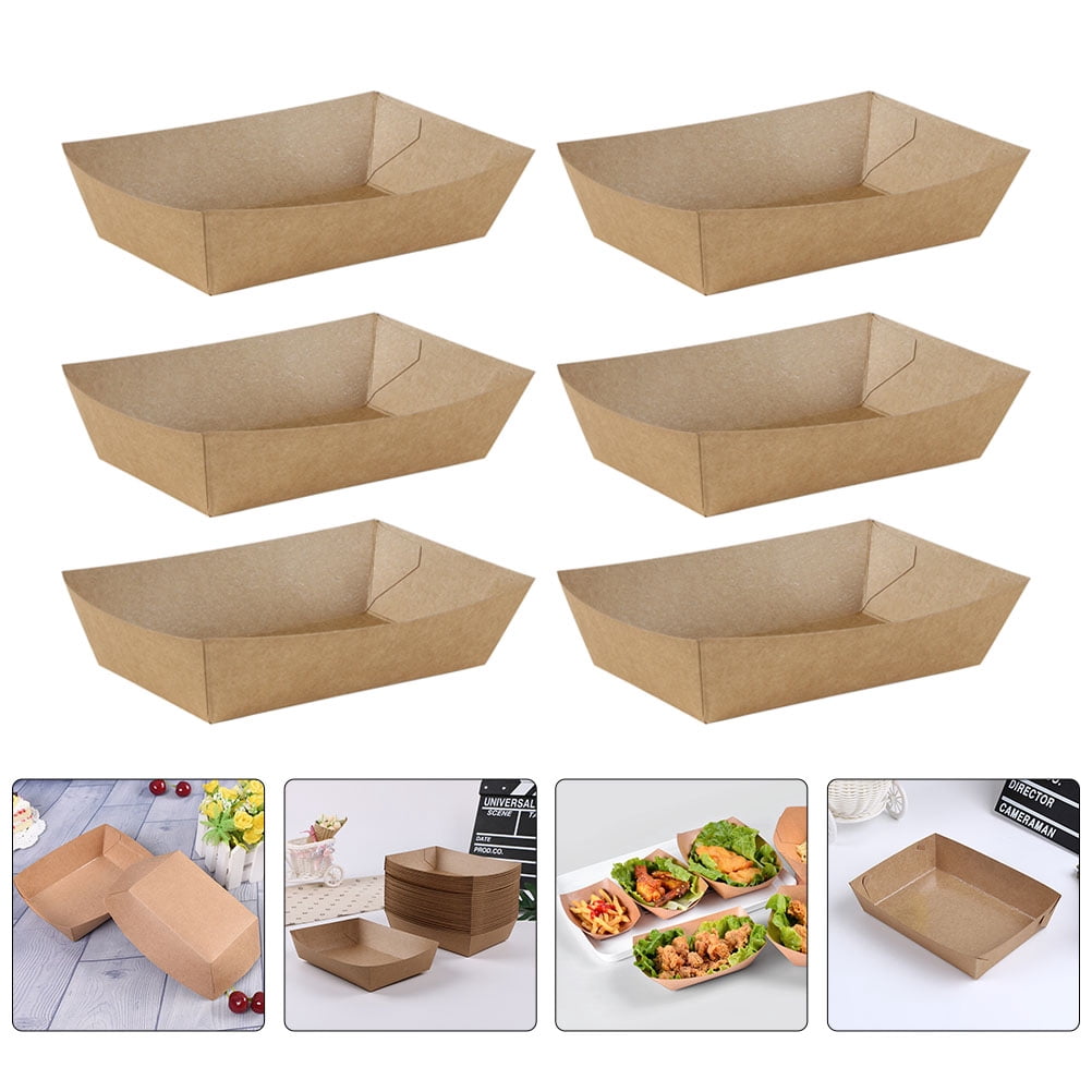 MOKKHNB 1Set Khaki Food-grade Paper Frying Food Packing Box with Open ...