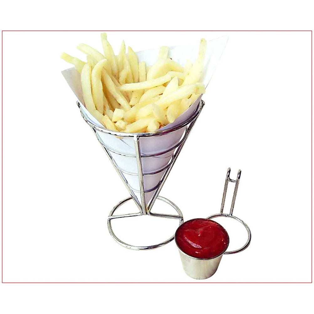 MOKKHNB Wire Fry Basket French Fry Chips Cone Metal Wire Basket with ...