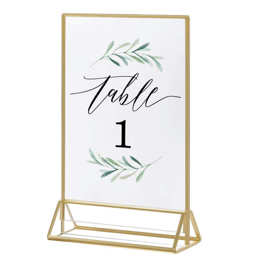 MOKKHNB 2Pcs Golden Acrylic Menu Holders for Tables Rectangular Desktop ...