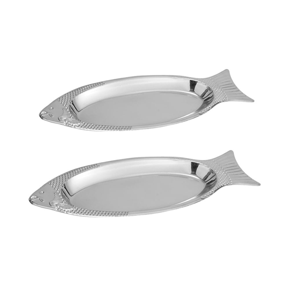 MOKKHNB Fish Shaped Dinner Plate Stainless Steel For Personal Party ...
