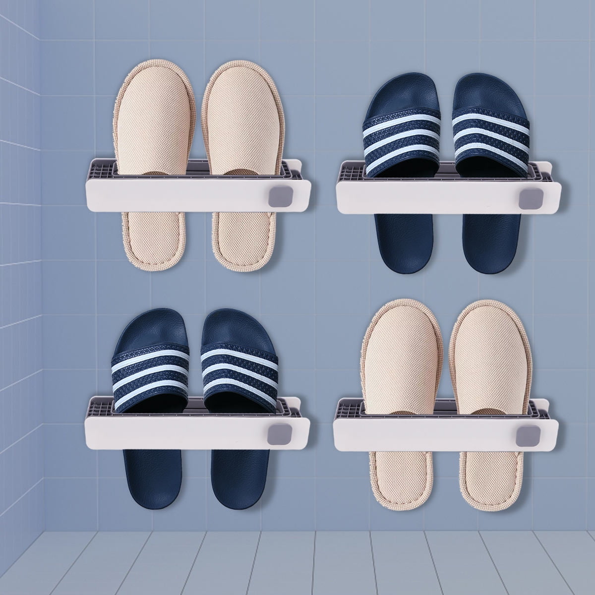 MOKKHNB Slipper Holder Drill Free Installation Shoe Rack White 1Pack ...