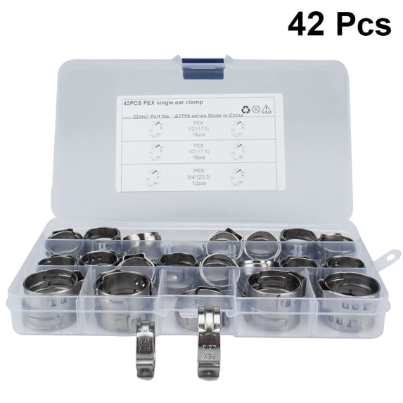 MOKKHNB Single Ear Hose Clamp For Marine Projects 42Pcs Silver ...