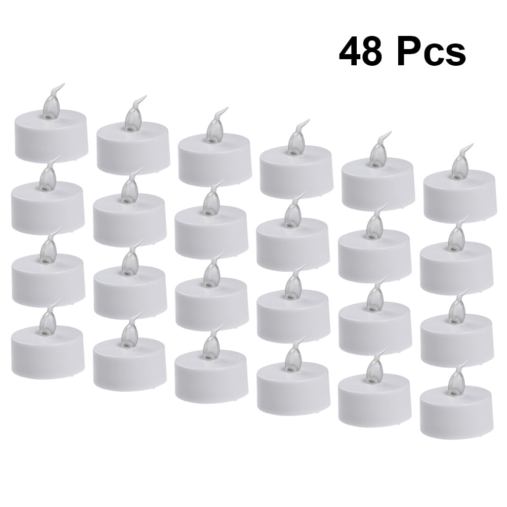 MOKKHNB Electric Small Candles 48Pcs Abs White Hollow Out Base Table ...