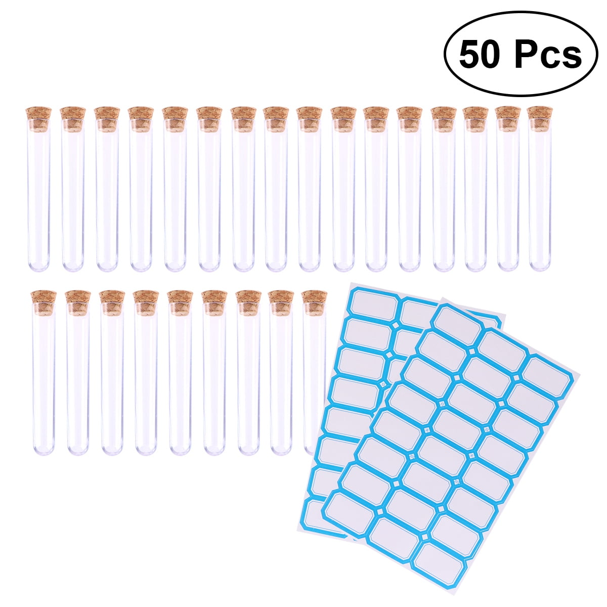 MOKKHNB 50Pcs Clear Plastic Test Tubes for Scientific Experiments ...