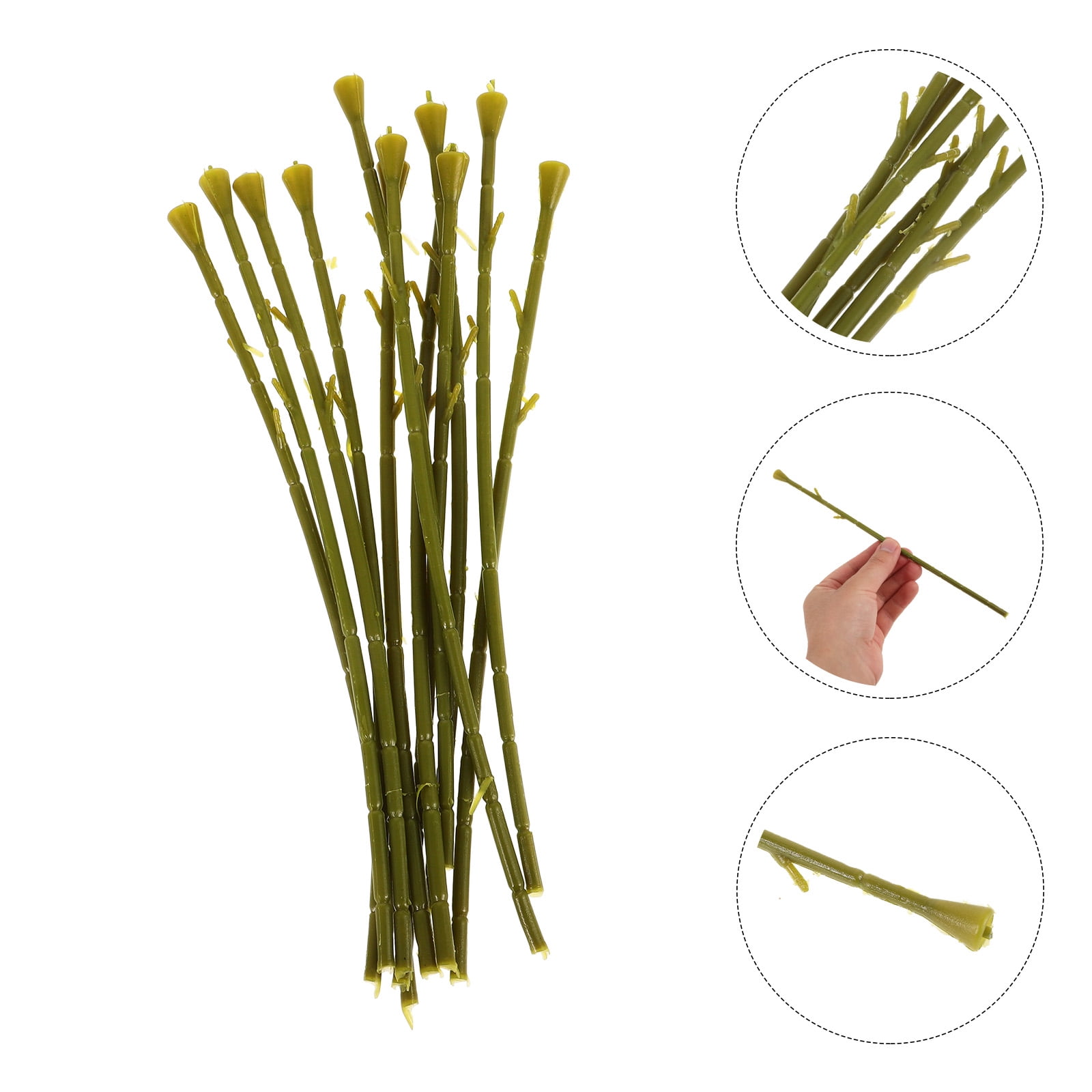 MOKKHNB 50Pcs Green Artificial Floral Stems Iron Plastic Realistic ...